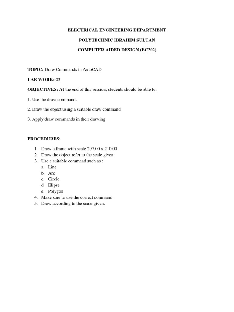Basic Autocad Lap Report | PDF | Drawing