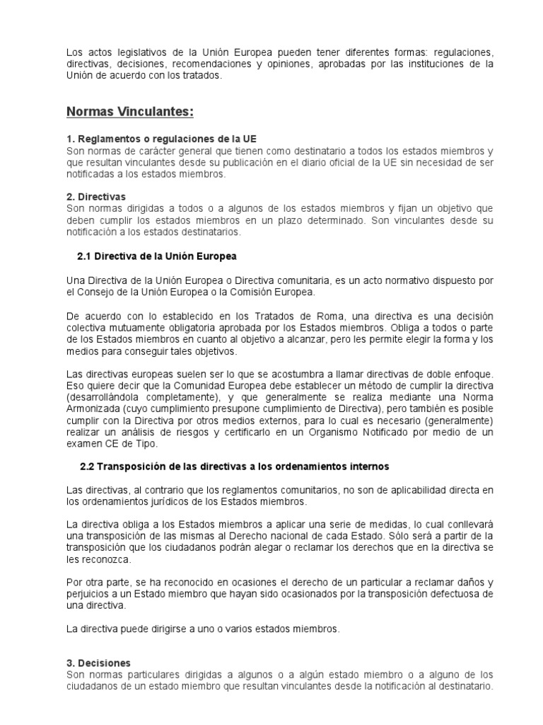 Derecho UE | PDF | Directiva (Unión Europea) | Estado miembro de la ...