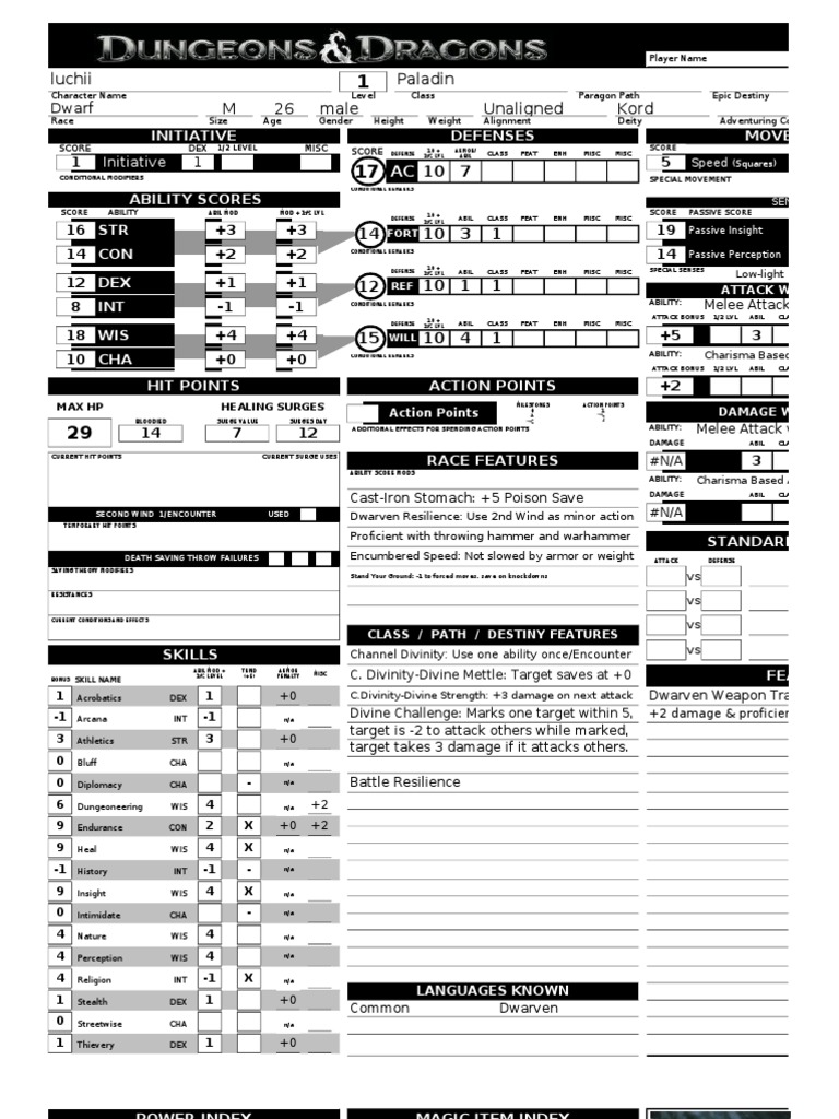 Character Sheet | PDF | Wizards Of The Coast Games | Dungeons & Dragons