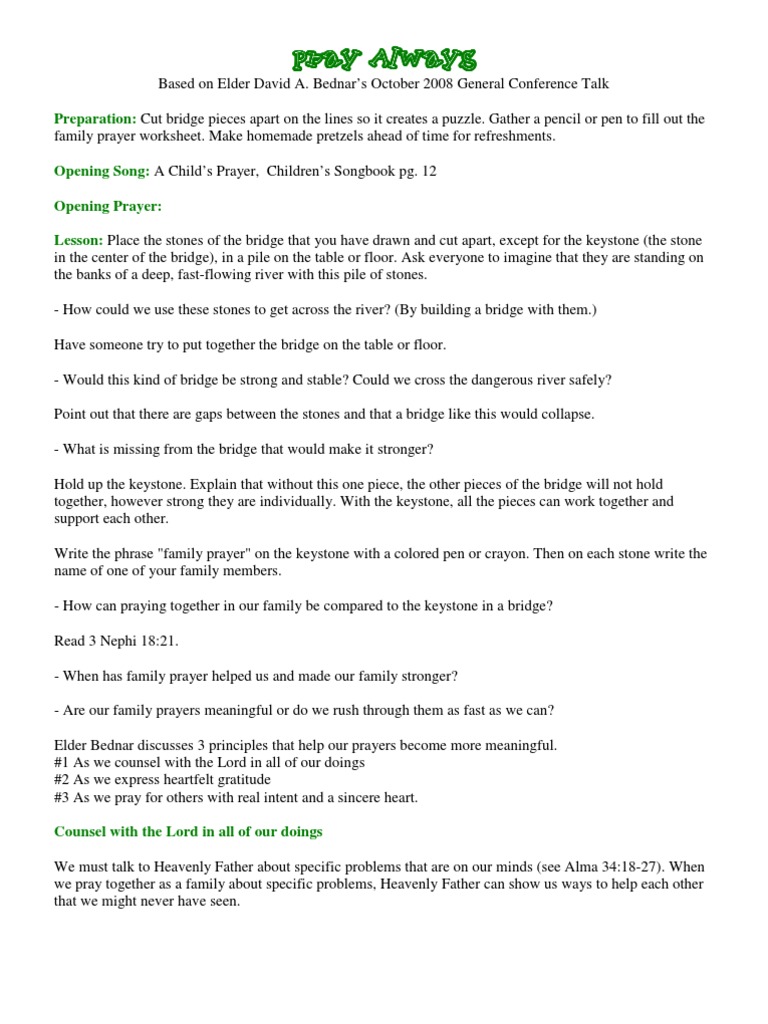 Pray Always | PDF | Plan Of Salvation (Latter Day Saints) | Prayer