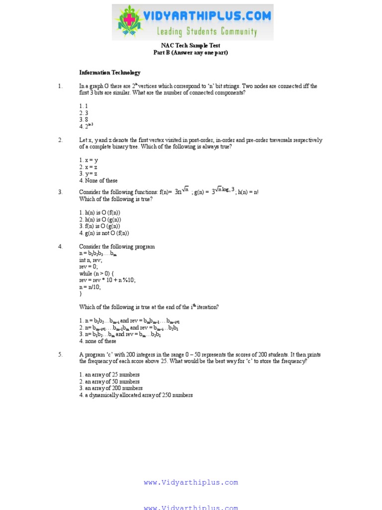 Nasscom Nac Tech Sample Test 1 Part B - V+ | PDF | Power Inverter ...