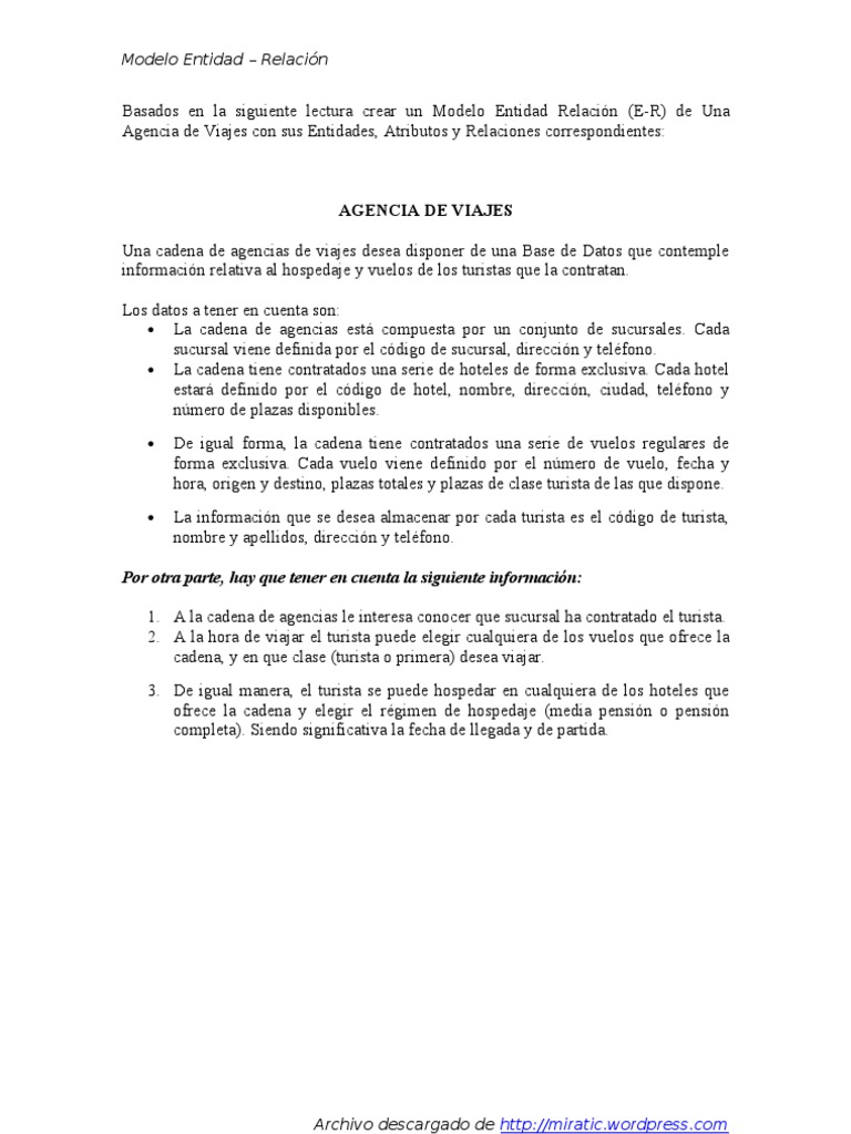 Modelo E-R para Agencia de Viajes | PDF | Negocios
