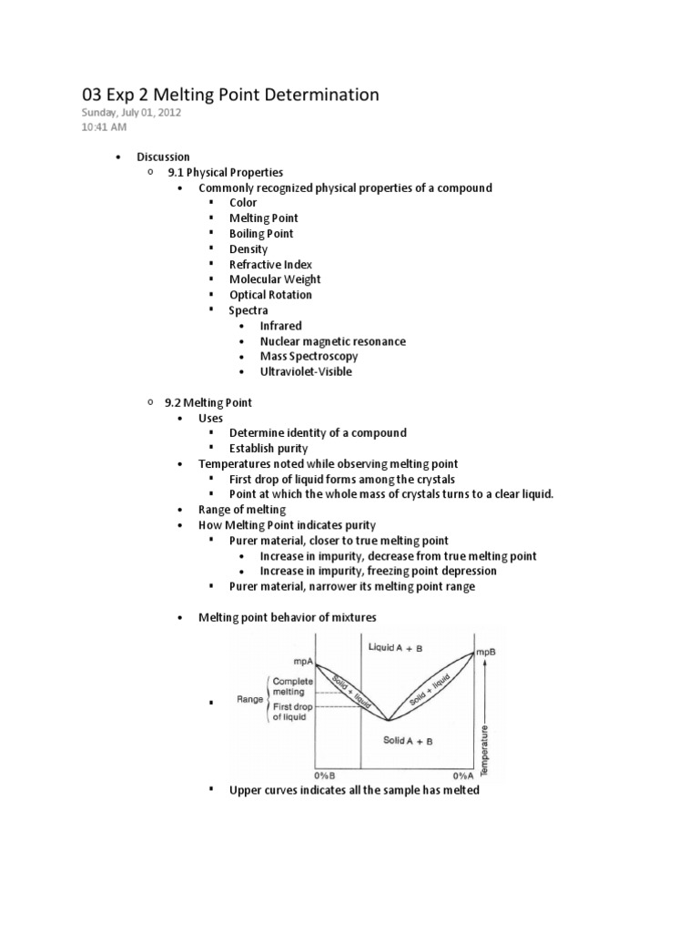 03 Exp 2 Melting Point Determination | Melting Point | Oxygen