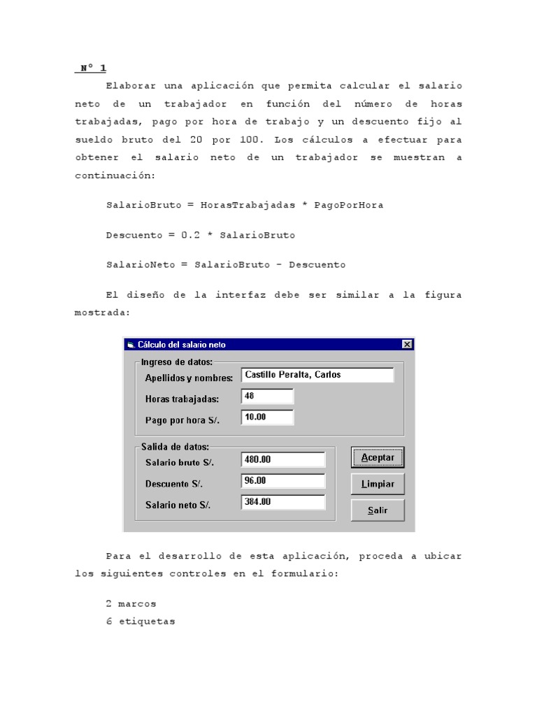 Ejercicios en Visual Basic | PDF | Básico | Salario