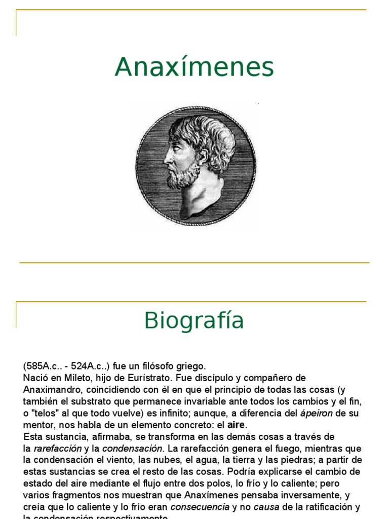 Anaxímenes: Filosofía del Aire | PDF | Science | Cosmología