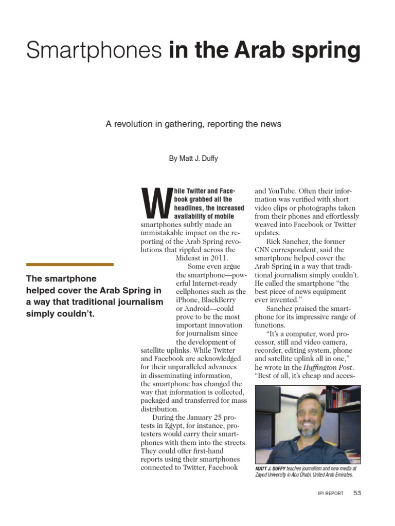 Impact of Smartphones on Arab Spring Journalism | PDF | Arab Spring ...