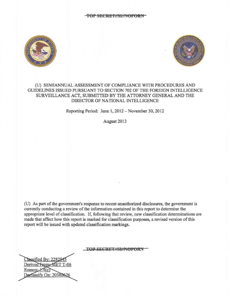 FISA Section 702 Compliance Assessment | PDF | Foreign Intelligence ...