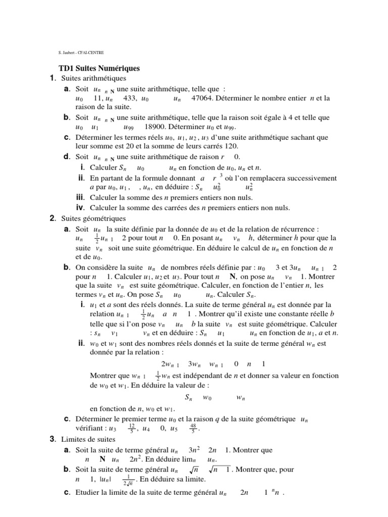Sommes des suites numériques et limites | PDF | Séquence | Somme ...