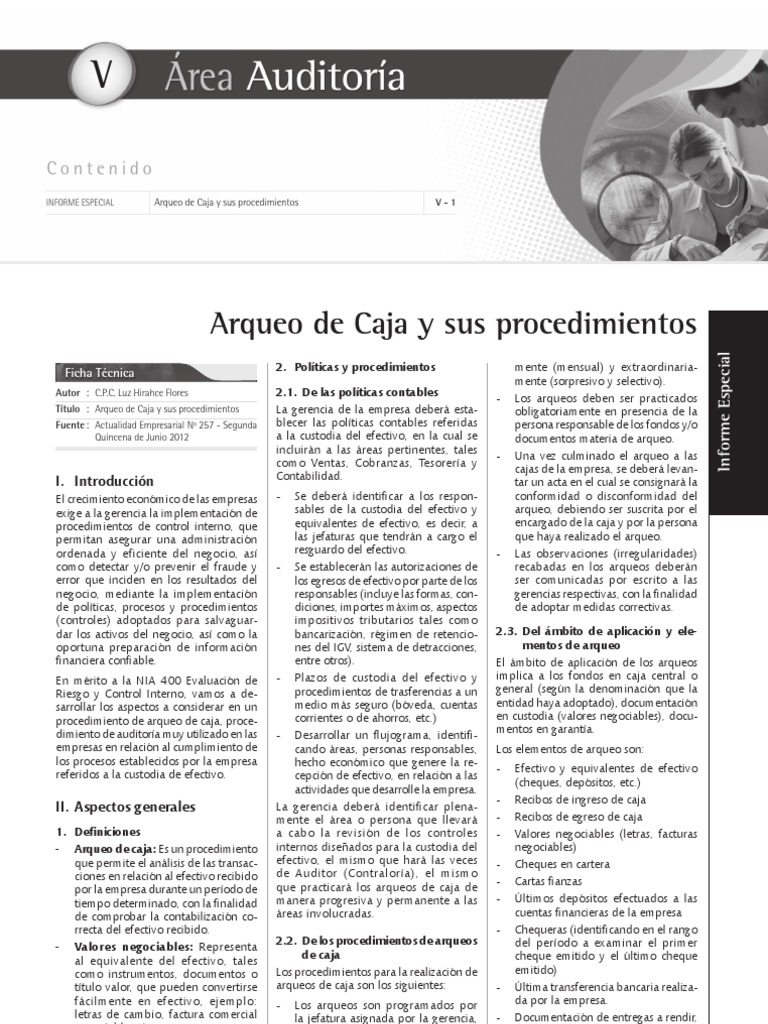 Arqueo de Caja y Sus Procedimientos | PDF | Contabilidad | Cheque