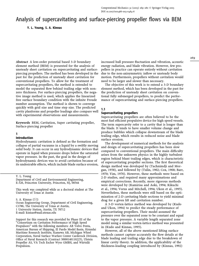 Analysis of Supercavitating and Surface-Piercing Propeller Flows Via ...