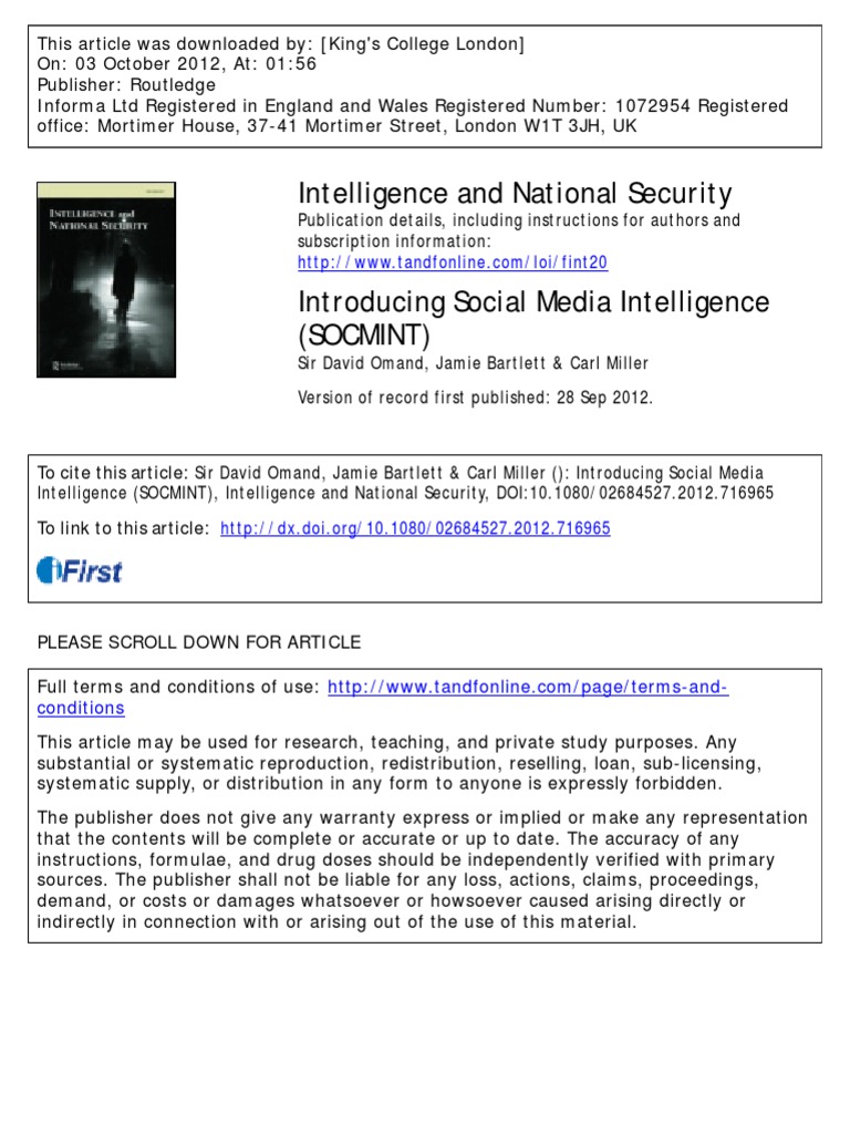 Introducing Social Media Intelligence (SOCMINT) | PDF | Social Media ...