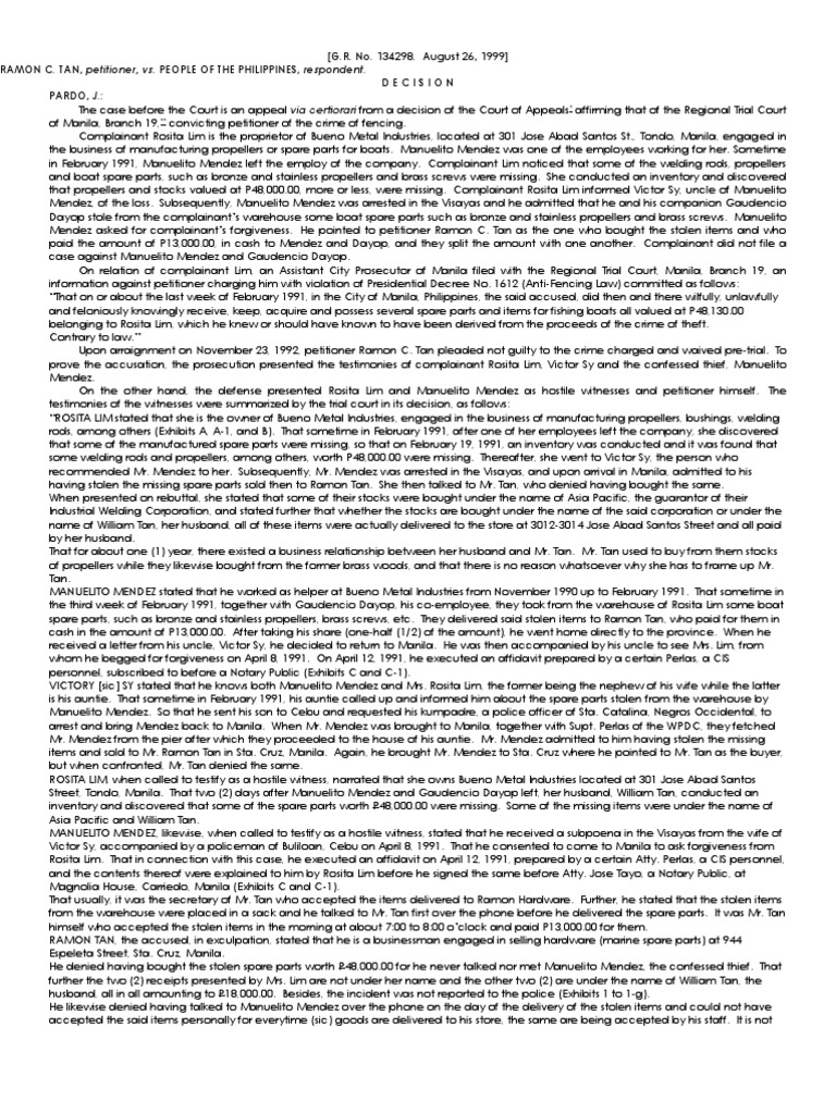 Acquittal of Businessman Accused of Fencing Stolen Goods Due to ...