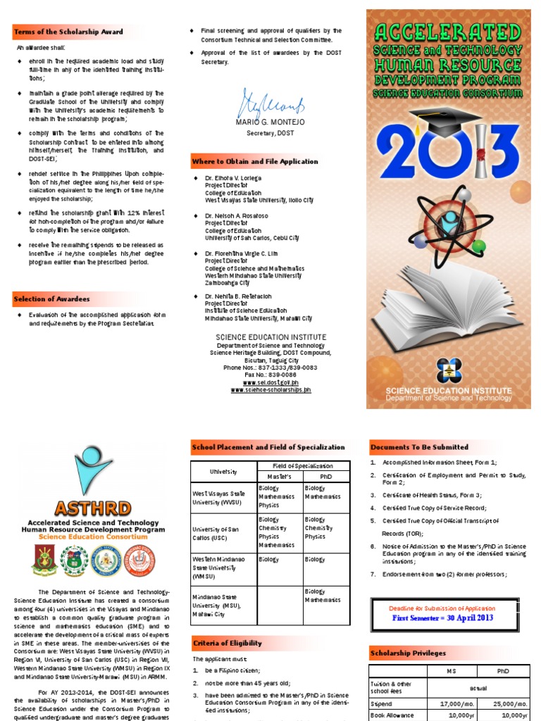 Mario G. Montejo: Terms of The Scholarship Award | PDF | Doctor Of ...