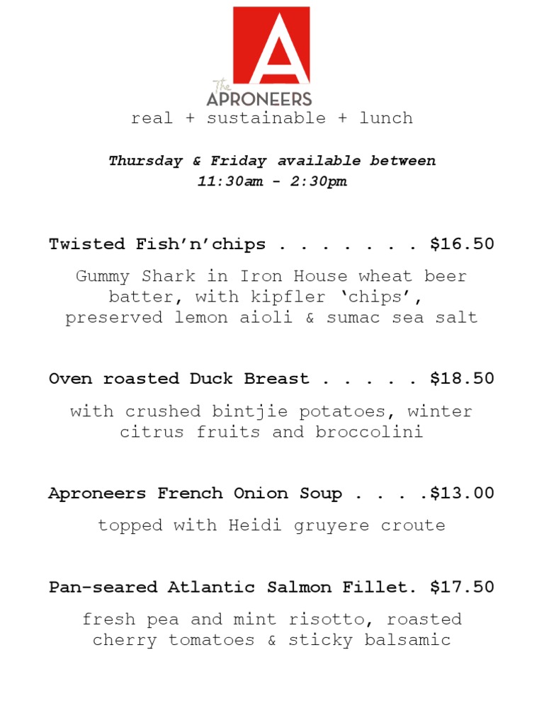 Sustainable Lunch Menu Options | PDF