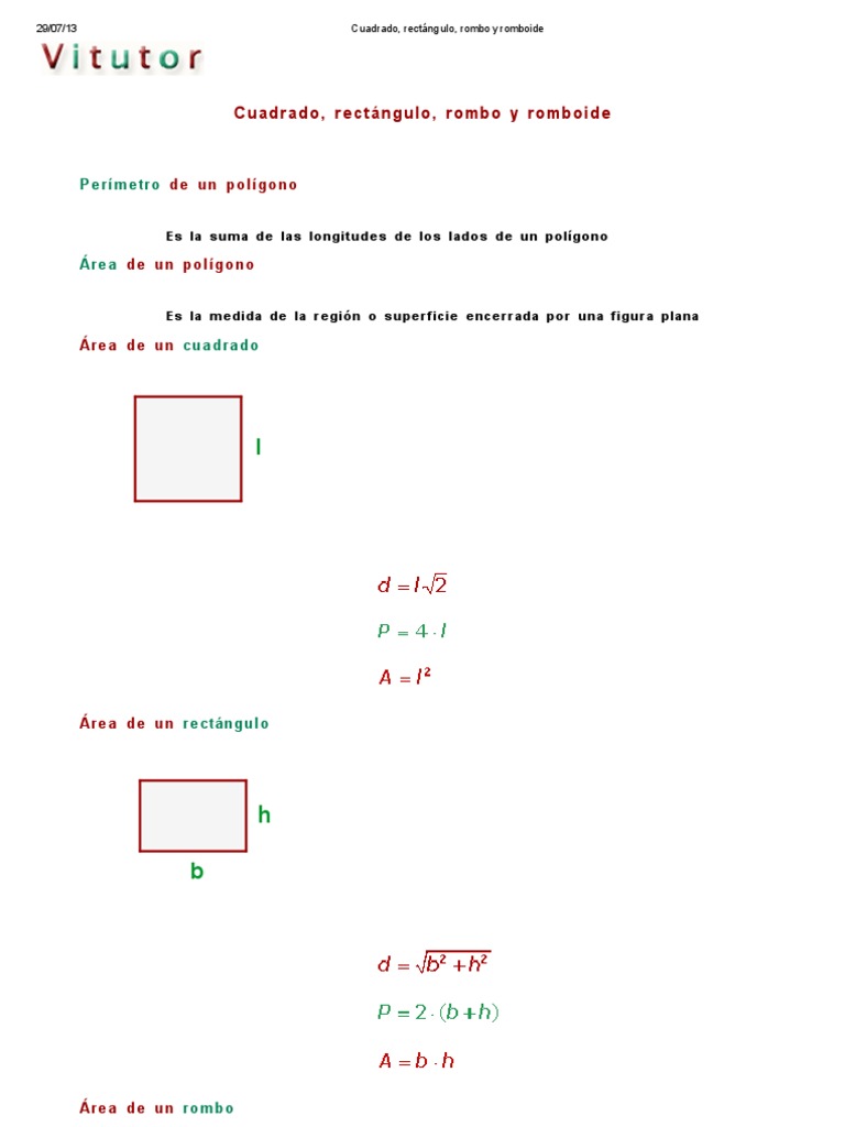 Cuadrado, Rectángulo, Rombo y Romboide | PDF