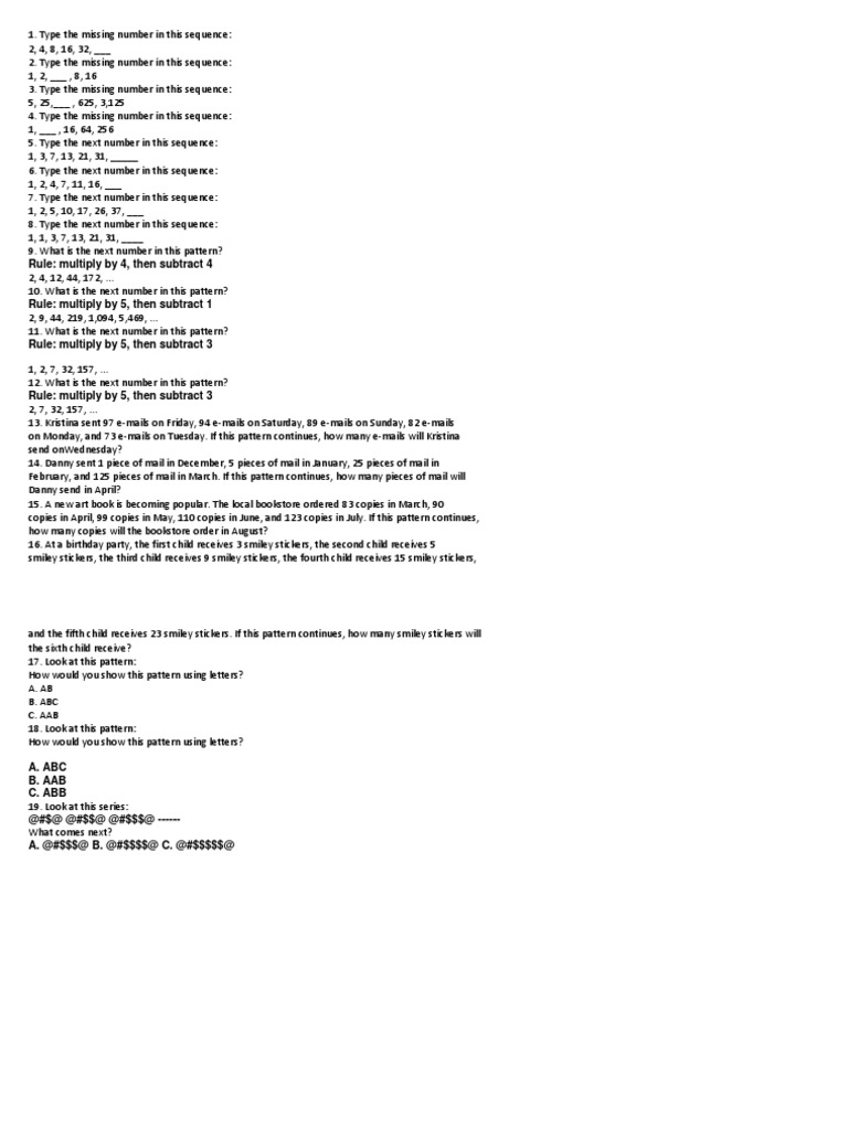 Number Patterns | PDF