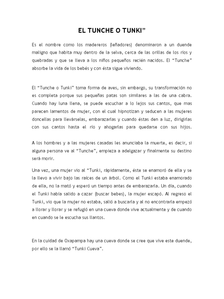 Leyenda El Tunche o Tunki | PDF