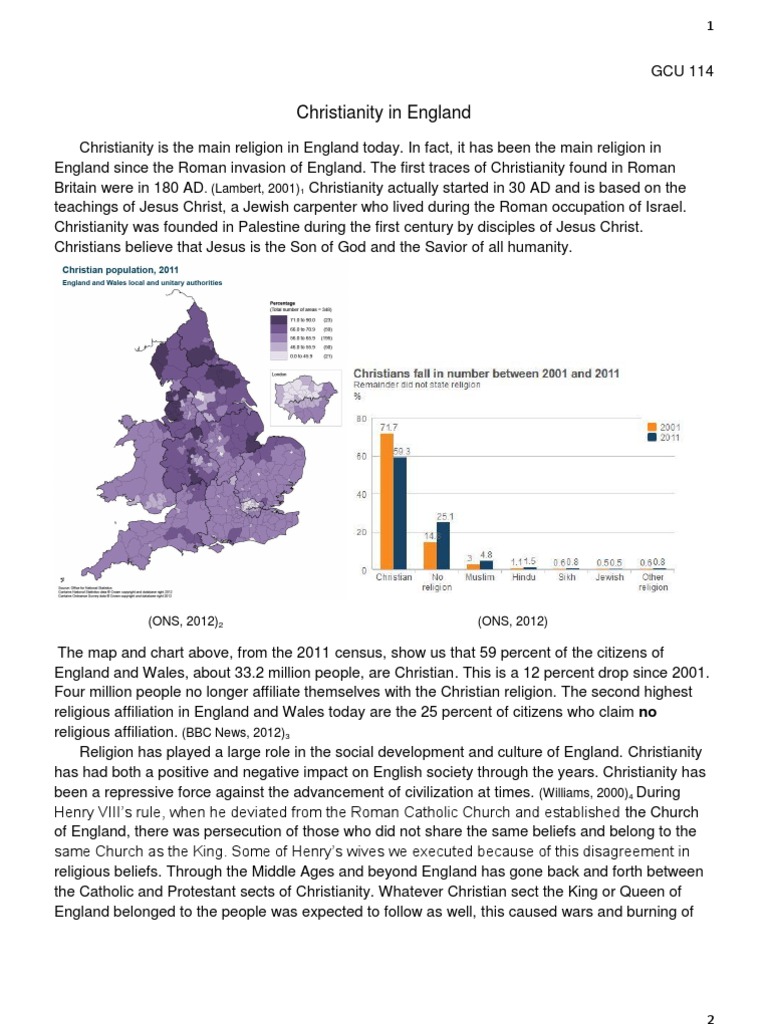 GCU 114 Religion in England | PDF | Church Of England | Catholic Church
