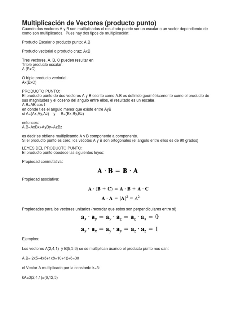 Multiplicación de Vectores | Vector Euclidiano | Escalar (Matemáticas)