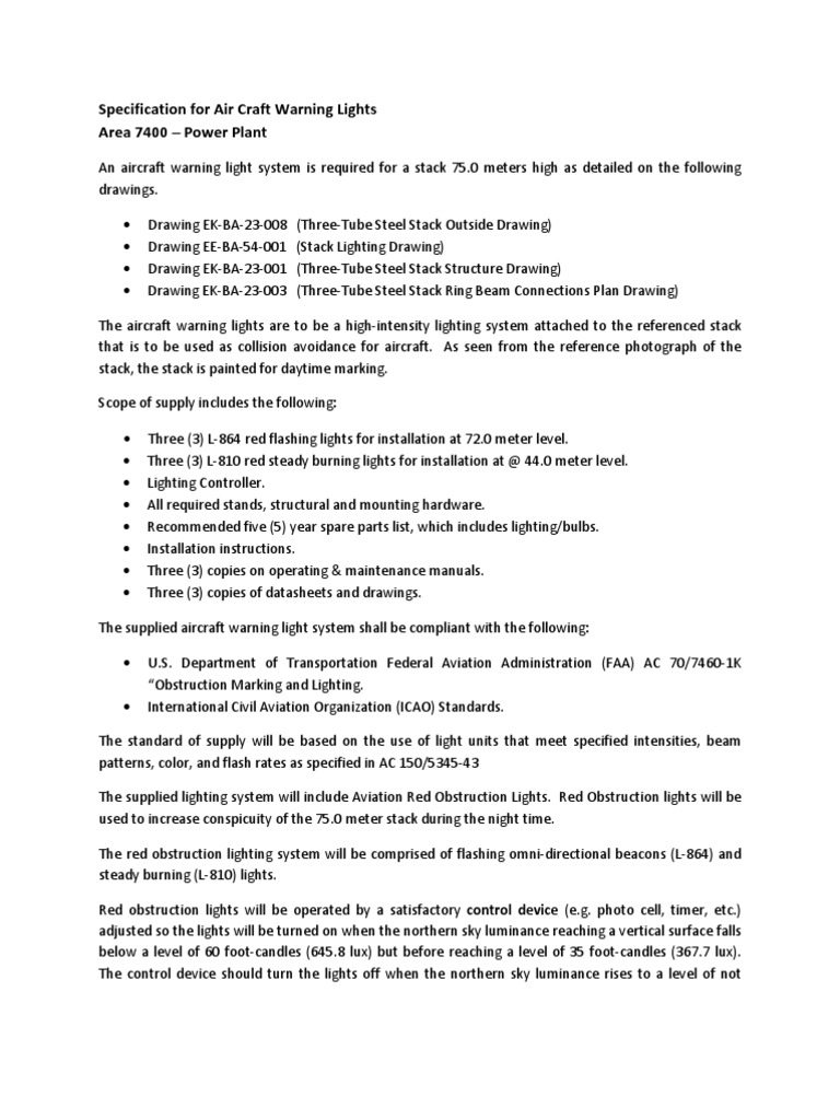 Specification For Air Craft Warning Lights | Download Free PDF | Light ...