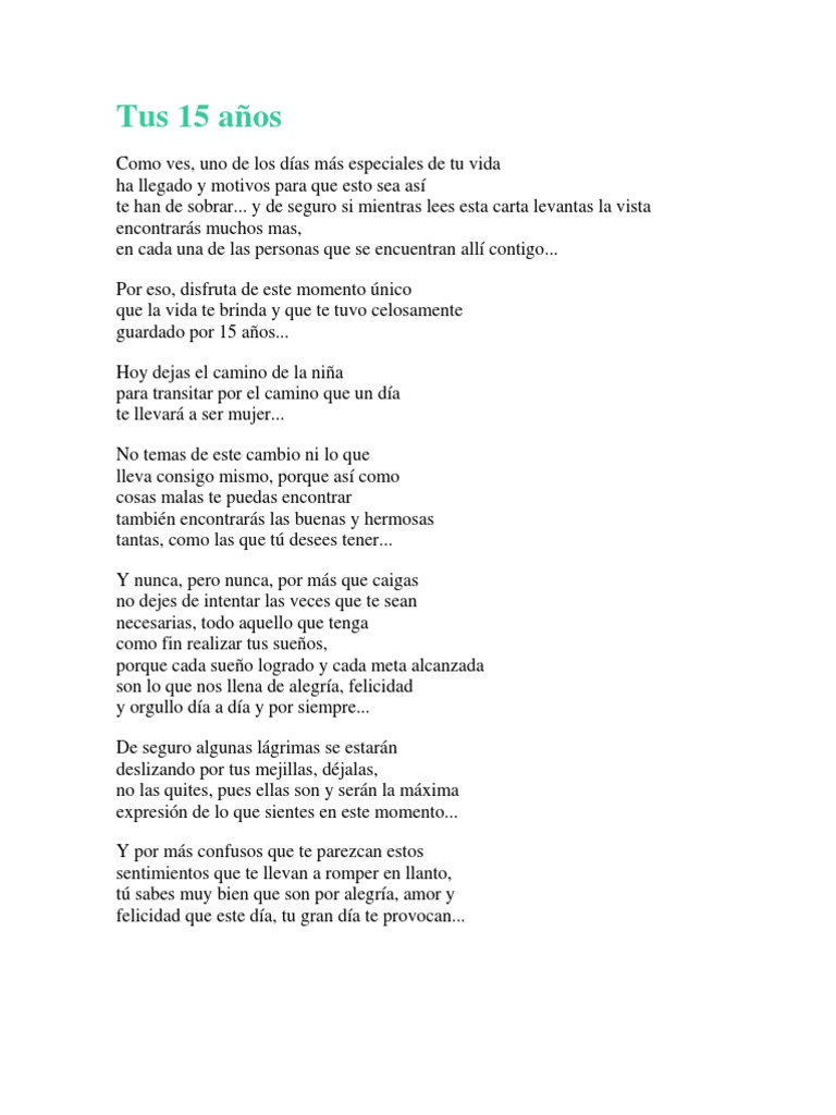 Tus 15 Años | PDF | Felicidad | Bendición