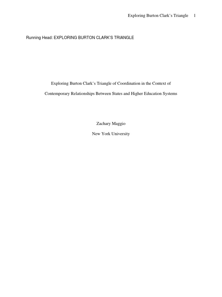 Exploring Burton Clarks Triangle of Coordination in The Context of ...