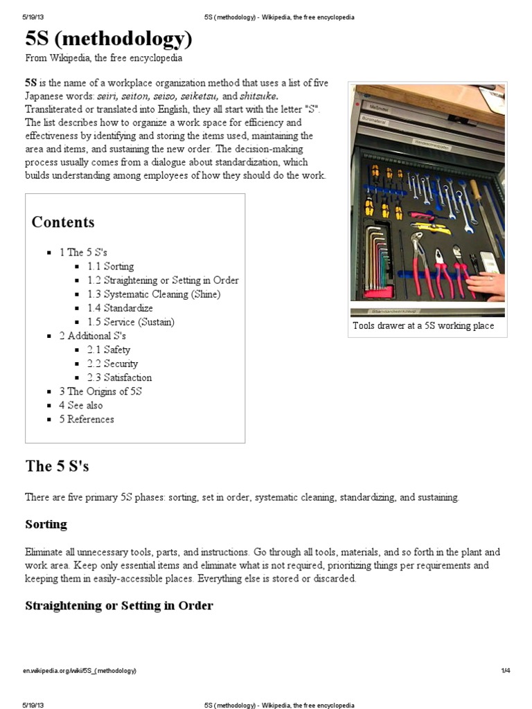 5S (Methodology) - Wikipedia, The Free Encyclopedia | PDF | Lean ...