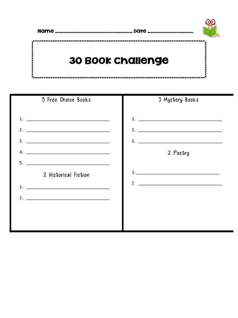 30 Book Challenge Reading Log | PDF