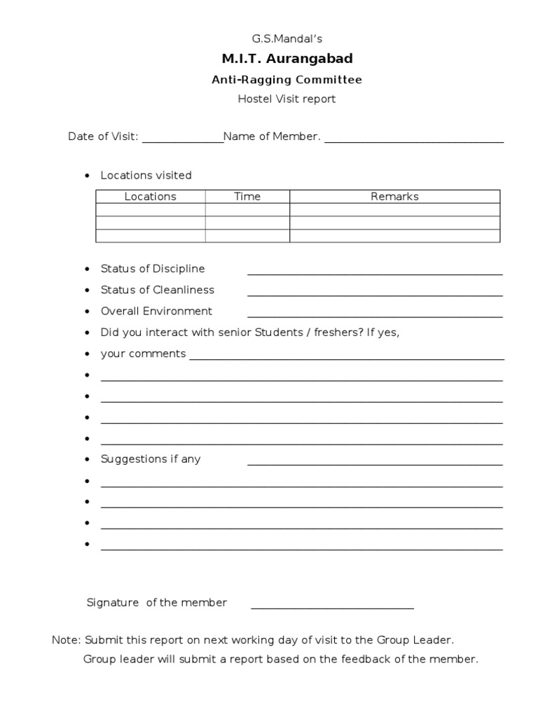 Blank Format Anti-Ragging Report | PDF | Career & Growth