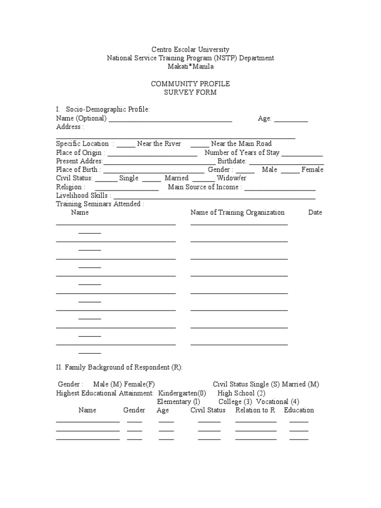 NSTP 12 Requirement - Community Profile | PDF | Social Science