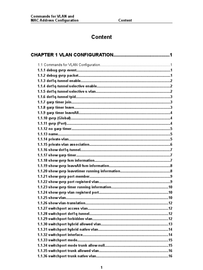 Commands For VLAN and MAC Address Configuration | Download Free PDF ...
