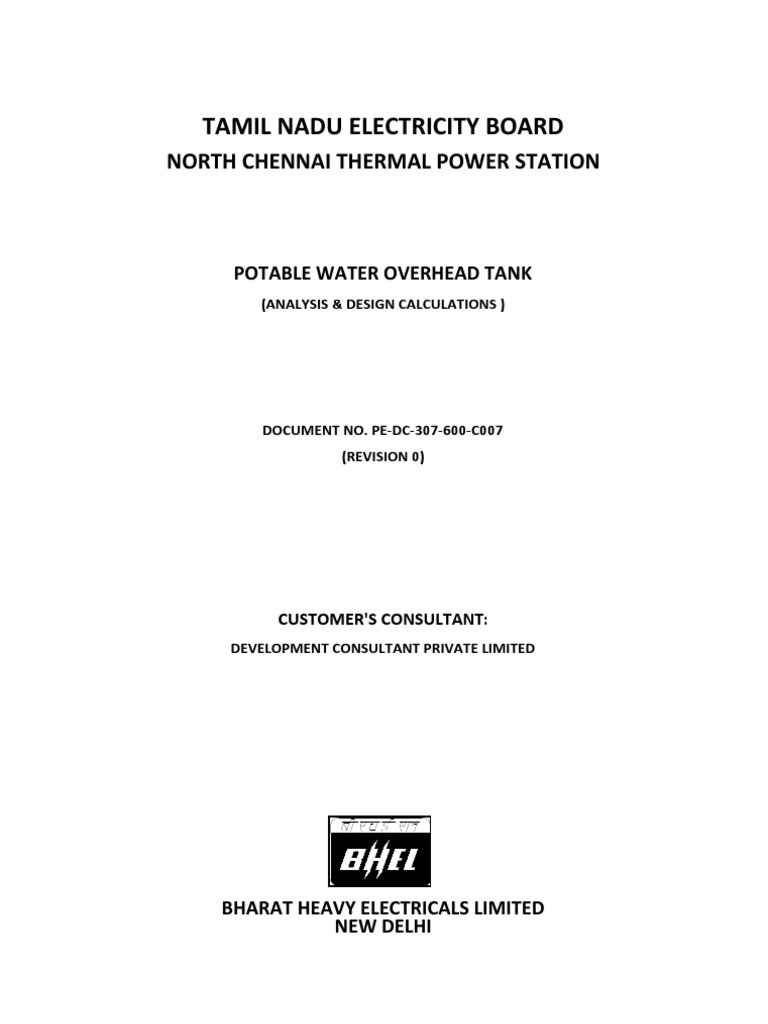 Analysis Design Calculatios For Overhead Tank | PDF | Radius | Stress ...