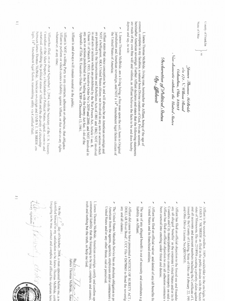 Declaration of Political Status | PDF