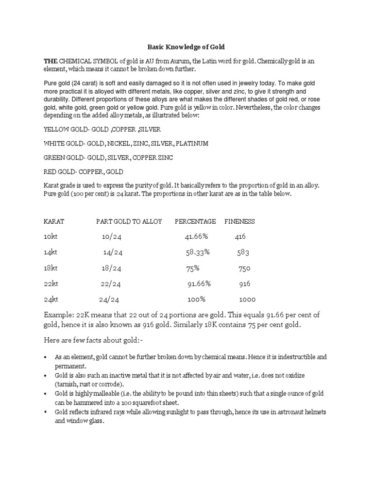 Gold and Silver Basics for Jewelry | PDF | Fineness | Gold