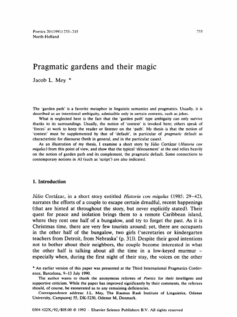 Pragmatic Gardens and Their Magic - Jacob L. Mey | PDF | Ambiguity ...