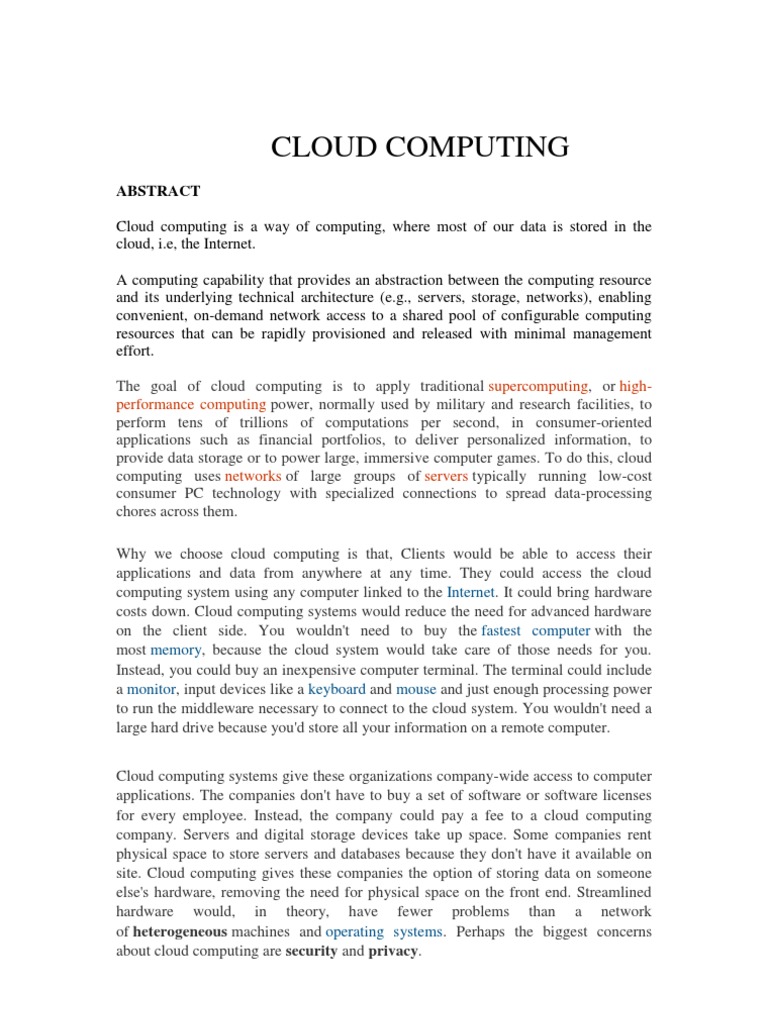 Cloud Computing Overview & Benefits | PDF | Cloud Computing | Computer ...