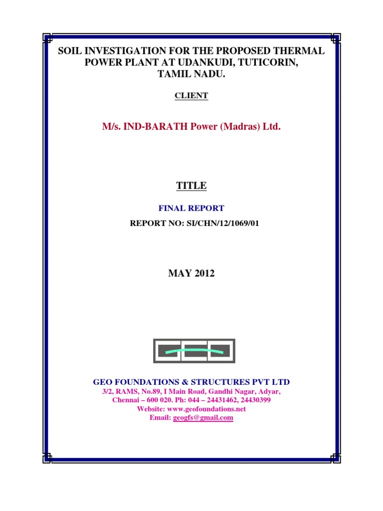 Soil Investigation Report On 11.5.2012 | PDF | Limestone | Sandstone