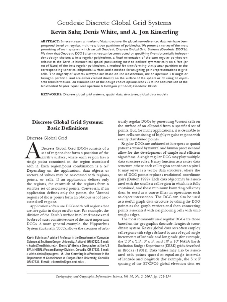 Geodesic Discrete Global Grid Systems Pdf Latitude Sphere 