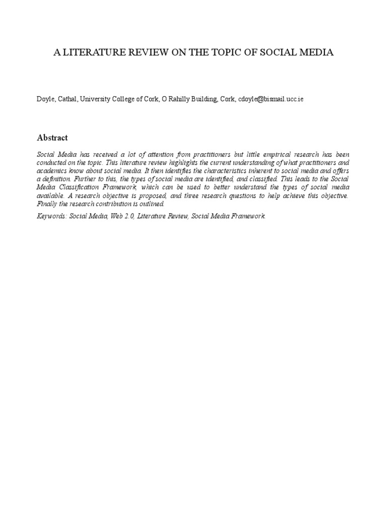 Literature Review of Social Media | Digital & Social Media | Social Media