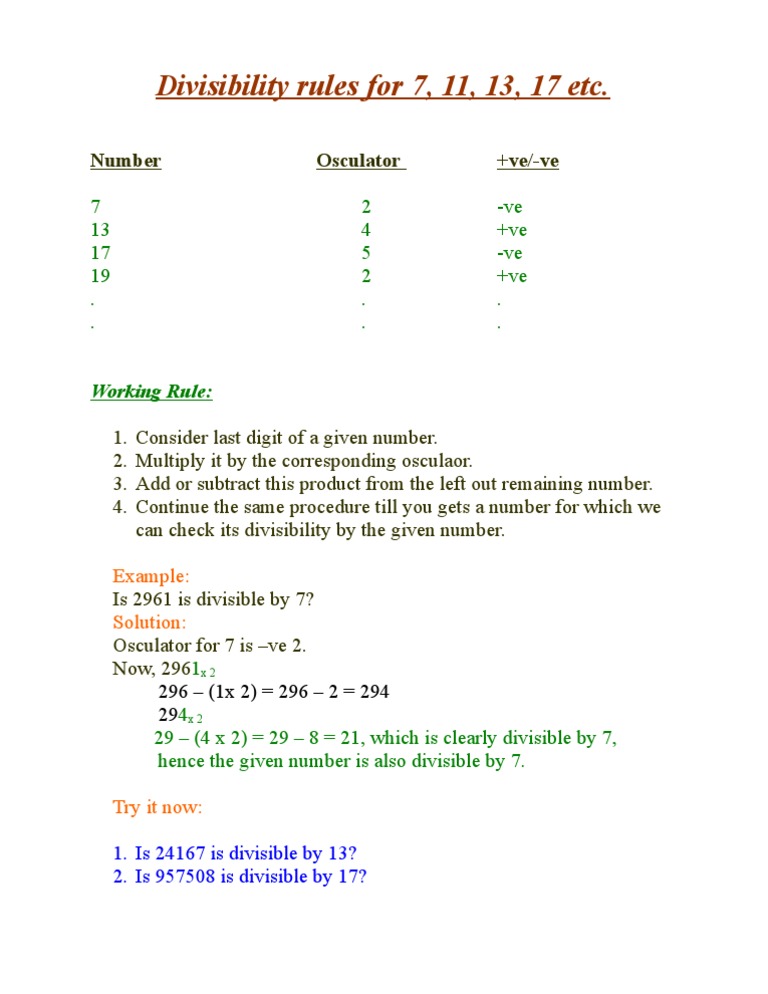 Divisibility Rules | PDF | Numbers | Arithmetic