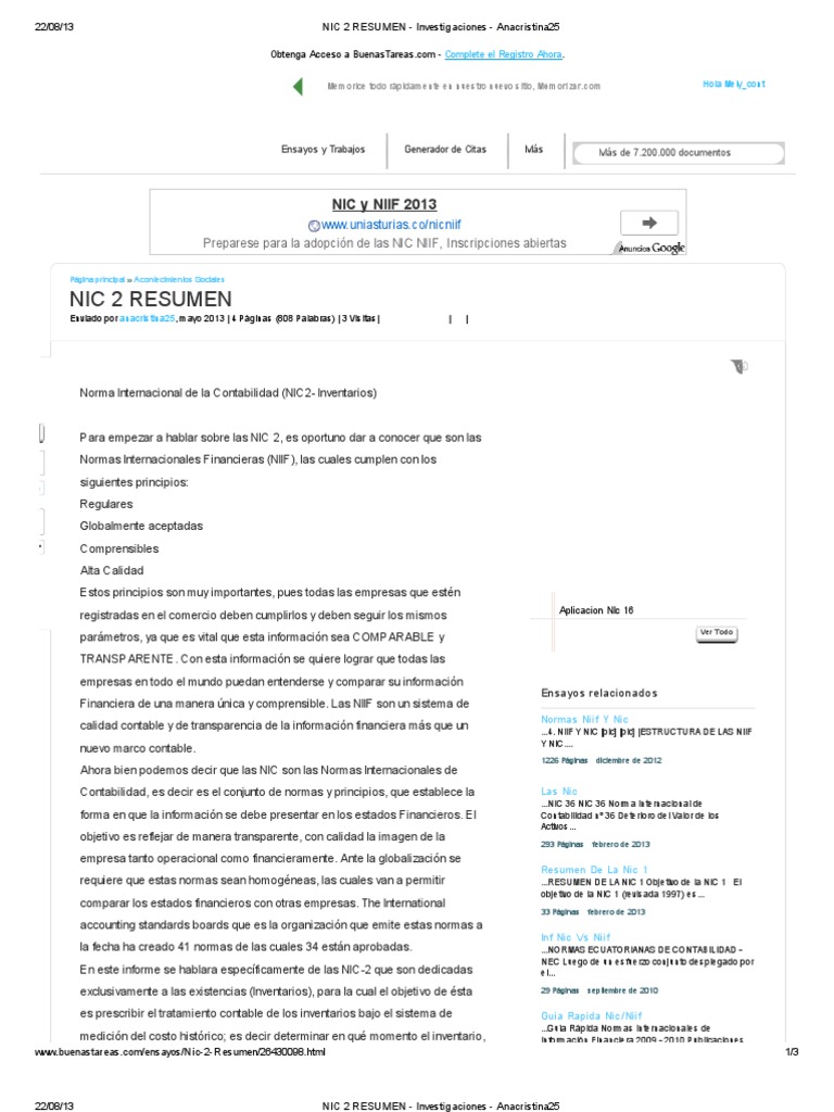 Nic 2 Resumen | PDF | normas internacionales de INFORMACION FINANCIERA ...