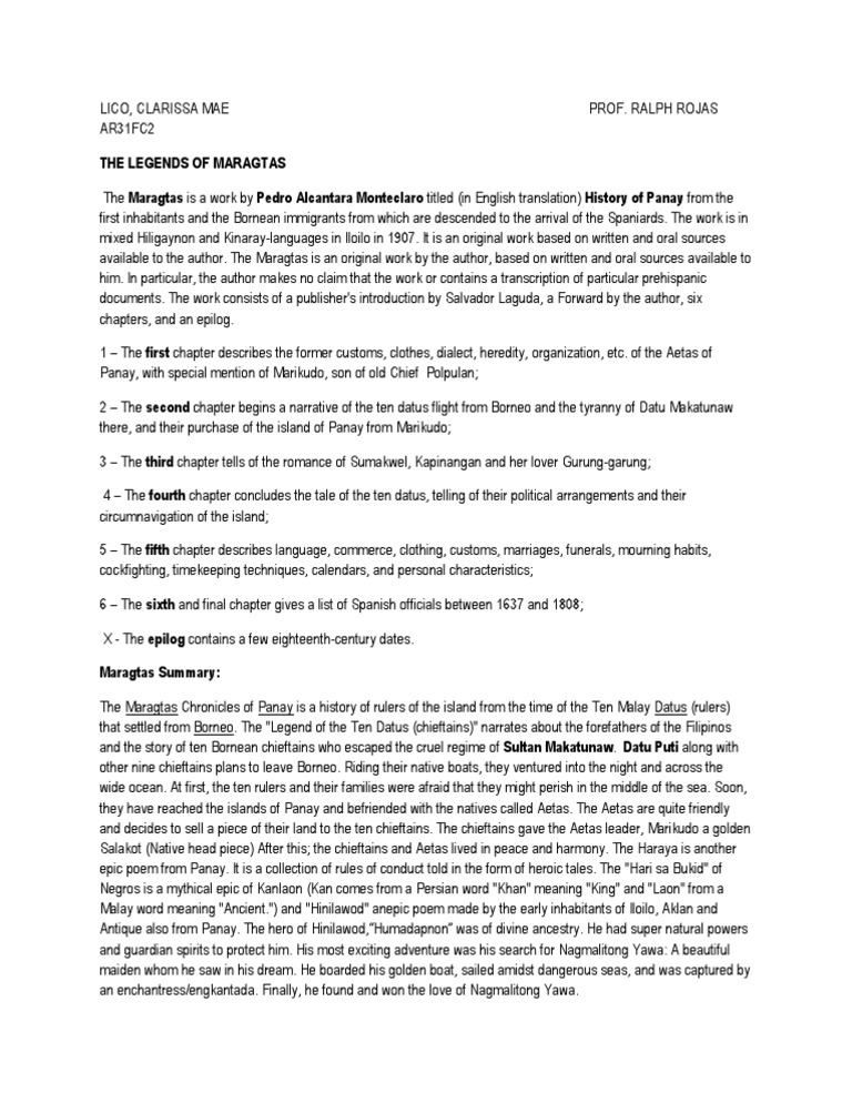 Maragtas Epic Story | PDF | Philippines