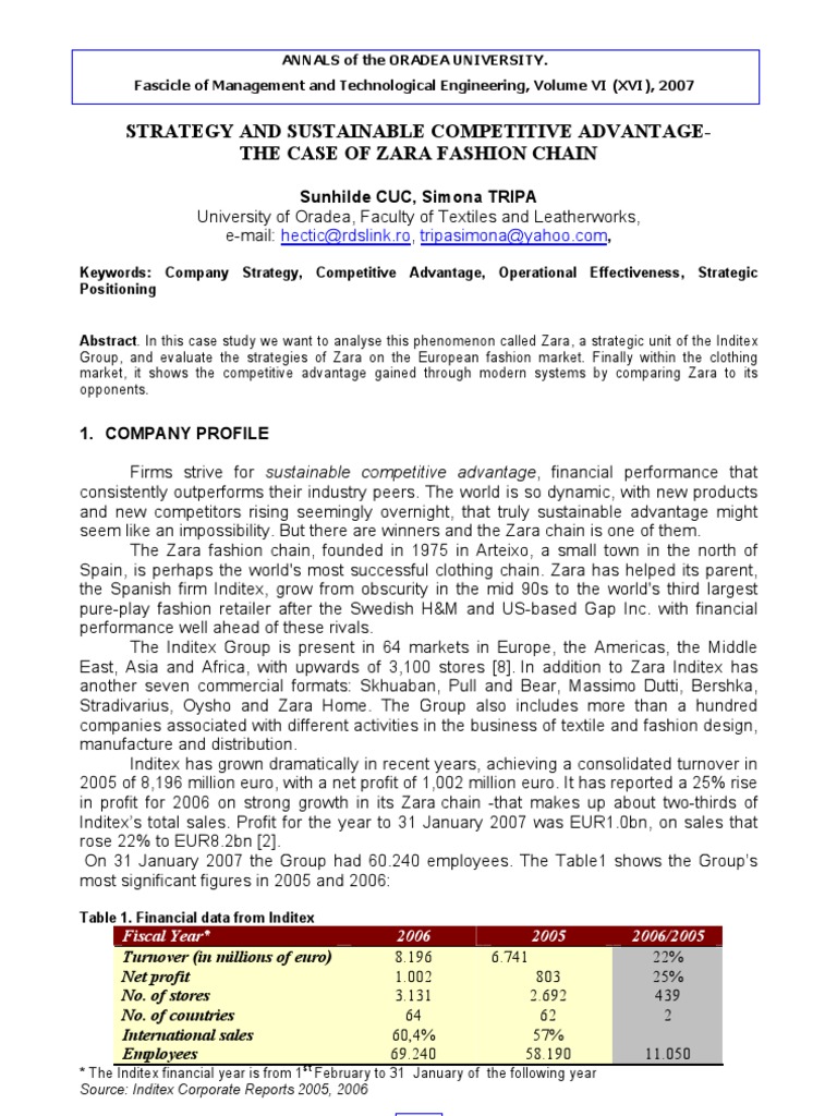 Zara's Competitive Strategy Analysis | PDF | Retail | Fashion