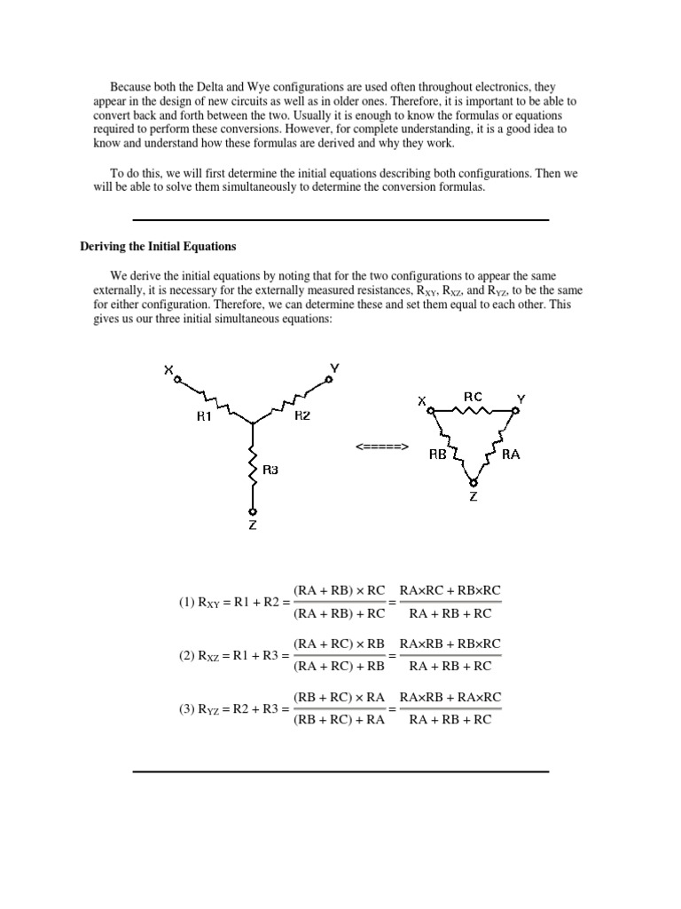 Delta - Wye Derivtion of Formula | PDF