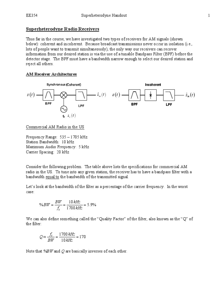 Superheterodyne Radio Receivers: AM Receiver Architectures | PDF | Audio Electronics ...