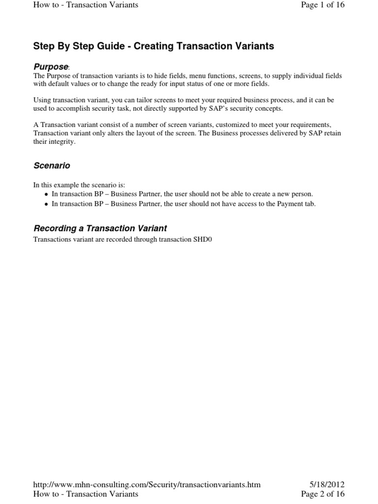 SHD0 - Transaction Variant PDF | PDF | System Software | Computing