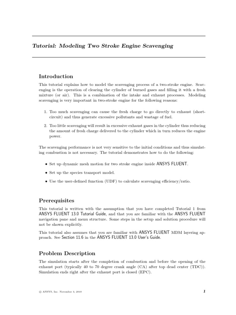 Two Stroke Engine Scavenging Simulation | PDF