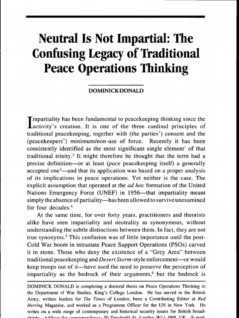 Neutral Is Not Impartial Donald | PDF | Peacekeeping | United Nations