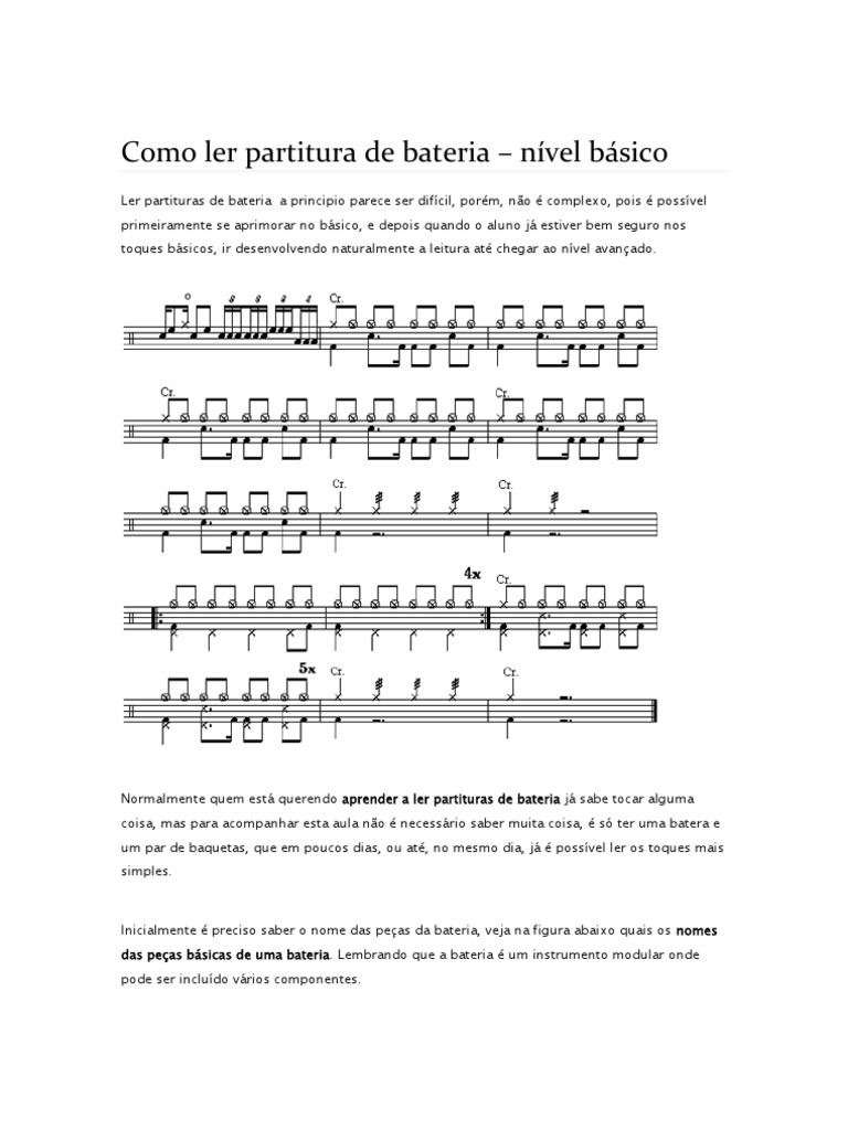 Como Ler Partitura de Bateria | Bateria (Instrumento) | Lazer