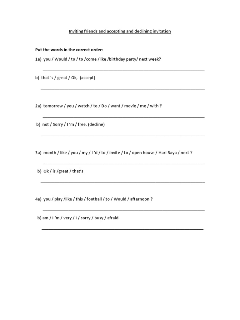 Inviting and Declining Invitations Guide | PDF | Linguistics | Cognition